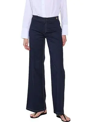 CALLAS MILANO Jane Cotton Stretch Flare Trousers - Navy