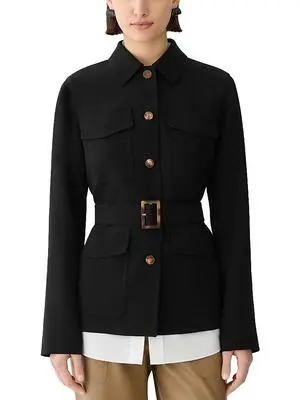 Lafayette 148 New York Belted Shirt Jacket - Black