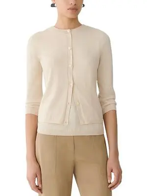 Lafayette 148 New York Cropped Button Front Cardigan - Raffia