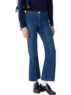 CALLAS MILANO Lola Denim Flare Cropped Trousers - Indigo