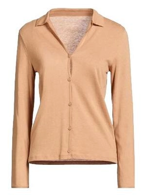 Majestic Filatures MAJESTIC FILATURES Long Sleeve Organic Cotton And Cashmere Shirt Camel