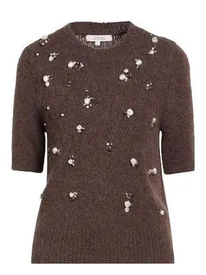 Dorothee Schumacher Embellished Alpaca Wool Blend Sweater - Brown