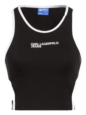 Karl Lagerfeld Cropped Sleeveless Crewneck Top - Black
