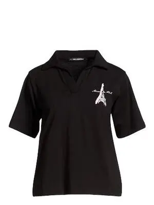 Karl Lagerfeld Organic Cotton Printed Polo Shirt - Black