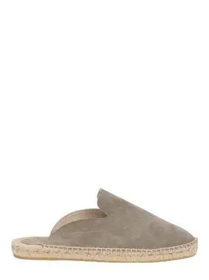 Eleventy Taupe Suede Espadrille Mules - Grey