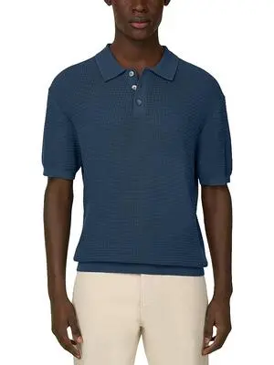 Boggi Milano Knit Polo Shirt Blue