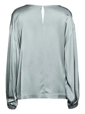 OTTOD'AME Bronze Viscose Crewneck Long Sleeve Top - Blue