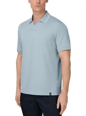 Boggi Milano High Performance Pique Polo Shirt With S Cafe Yarn - Light Blue