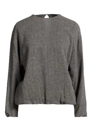 OTTOD'AME Long Sleeve Crewneck Top In Viscose, Virgin Wool, Polyester, And Polyamide - Grey