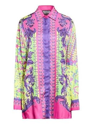 Versace Multicolor Viscose Twill Oversized Shirt - Fuchsia