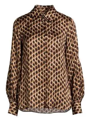OTTOD'AME Multicolor Printed Satin Shirt - Brown