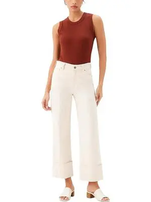 Karen Kane High Rise Cropped Jeans - Natural