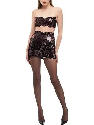 MOTHER OF ALL Butterfly Sequins Mini Dress - Burgundy