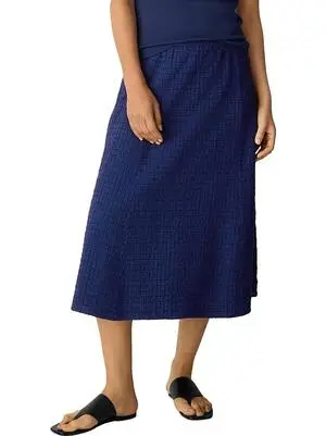 Eileen Fisher Eileen Fisher Cotton Voile Box Pleat Midi Skirt Deep Dive