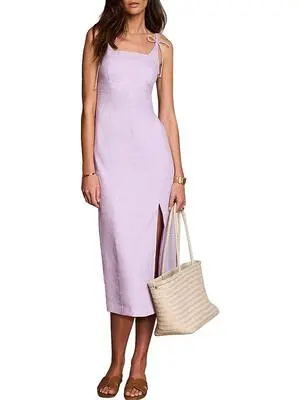 Mint Velvet Linen Bow Detail Midi Dress - Lilac