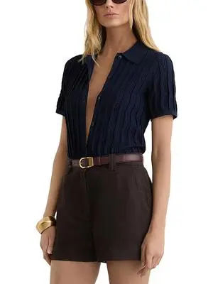 REISS Carmen Tailored Shorts - Chocolate