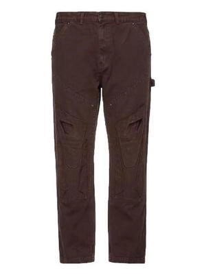 UMBRO UMBRO Canvas Appliqué Embroidered High-Waisted Straight-Leg Pants Brown