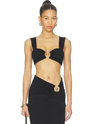 Superdown Clayre Cropped Top With Gold-tone Hardware - Black