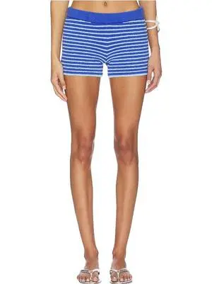 DE ROCOCO Boucle Micro Mini Shorts - Blue