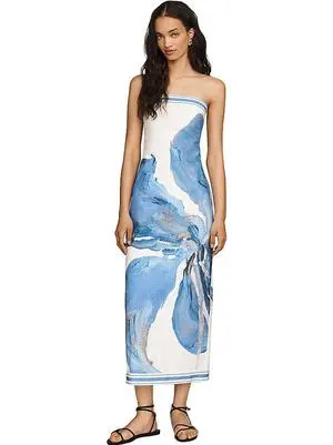 Significant Other Strapless Midi Dress - Blue Pattern
