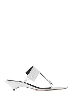 CHRISTEN Edge T-strap 35 Lizard-effect Thong Sandals - White