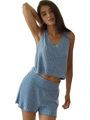 Z Supply Ribbed Texture Tank Top - Hawaiian Blue