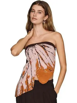 Anthropologie Butterfly Wing Graphic Tube Top - Brown Pattern