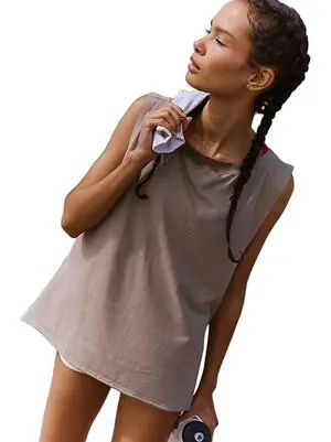 Free People FP Movement Hot Shot Boat Neck Tank Sage Stone