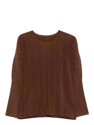 Issey Miyake Color Pleats Pleated Long-sleeve T-shirt - Brown