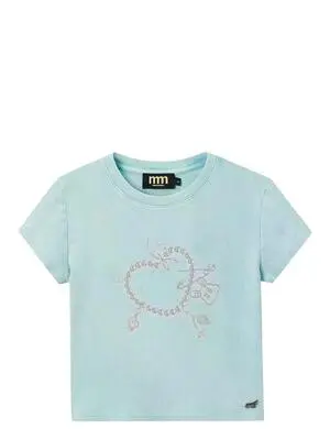 MINI CREAM Ribbed Graphic Print T-shirt - Blue
