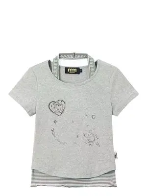 MINI CREAM Graphic Print Layered T-shirt - Grey