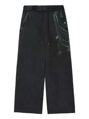 MINI CREAM Graphic Print Wide-leg Track Pants - Grey