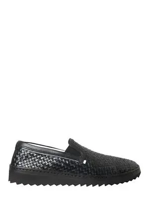 Dolce & Gabbana Woven Leather Slip-on Loafers - Black