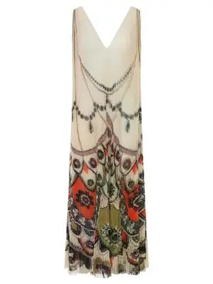 La DoubleJ Ornamental Print Pleated Maxi Dress - Neutrals