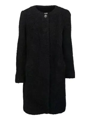 ELENA MIRÒ Textured Single-button Coat - Black