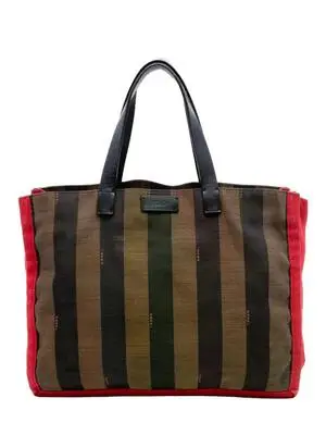 Fendi Pequin Canvas Shopping Tote Bag - Brown