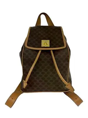 Celine Macadam Coated Canvas Drawstring Backpack - Brown