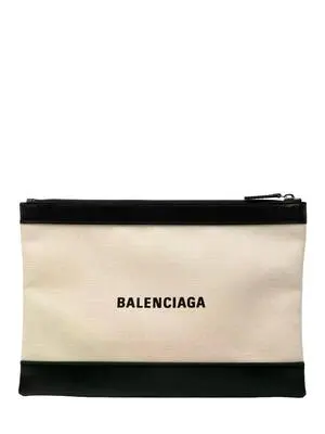 Balenciaga Navy Clip M Clutch Bag - Brown