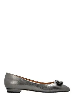 FERRAGAMO FERRAGAMO Varina Metallic Leather Ballet Flats Silver