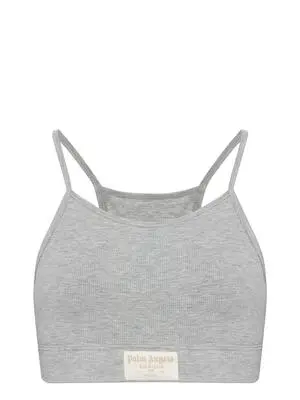 Palm Angels Ribbed Lingerie Top - Grey