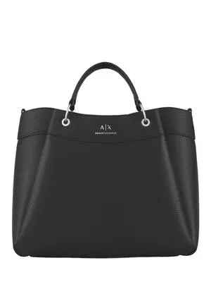 Armani Exchange Logo Leather Tote - Black