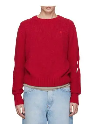 STEFAN COOKE Crew Neck Distressed Sweater - Red