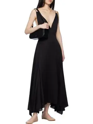LANVIN Silk Dress With Spaghetti Straps And Open Back - Black