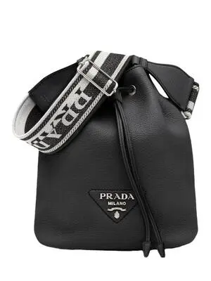 Prada Leather Bucket Shoulder Bag - Black