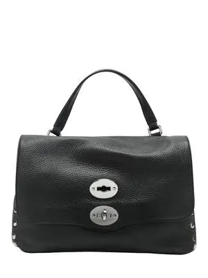 ZANELLATO Small Grained Leather Postina Bag With Turn Lock Closure - Black