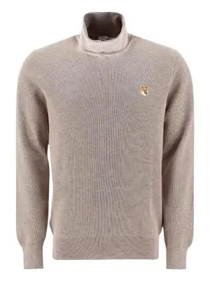 Maison Kitsuné Fine-knit Roll-neck Jumper - Nude