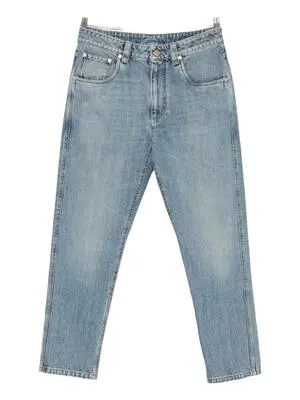 Brunello Cucinelli Logo-patch Straight Leg Jeans - Gray