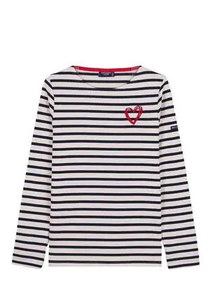 SAINT JAMES Saint James Long Sleeve T-Shirt With Heart Applique