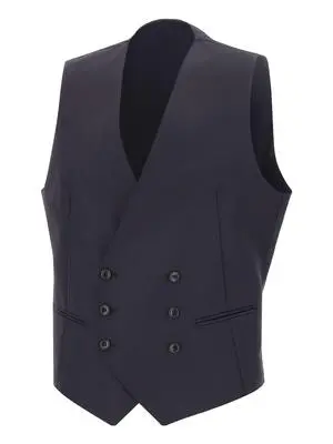 Tagliatore Double-breasted Wool Waistcoat - Black