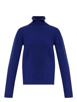 JIL SANDER Ribbed Turtleneck Sweater - Blue